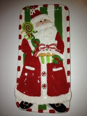 Fitz & Floyd Christmas Santa Elongated Ceramic Tray New in Box | eBay