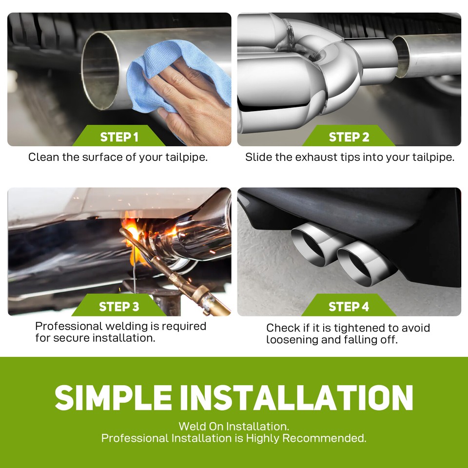 Dual 2.5" Inlet Quad Exhaust Tip Stainless For 5 Series E60 F10 528i ...