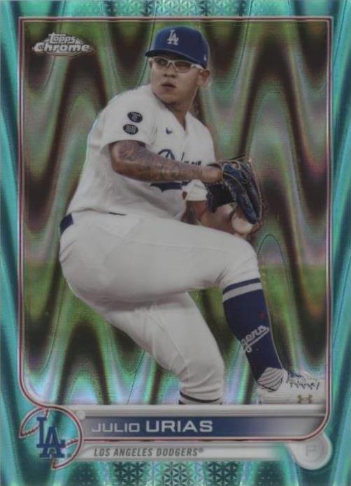 2022 Topps Chrome Sonic - Julio Urias #3 Aqua Raywave Refractor /199 ...