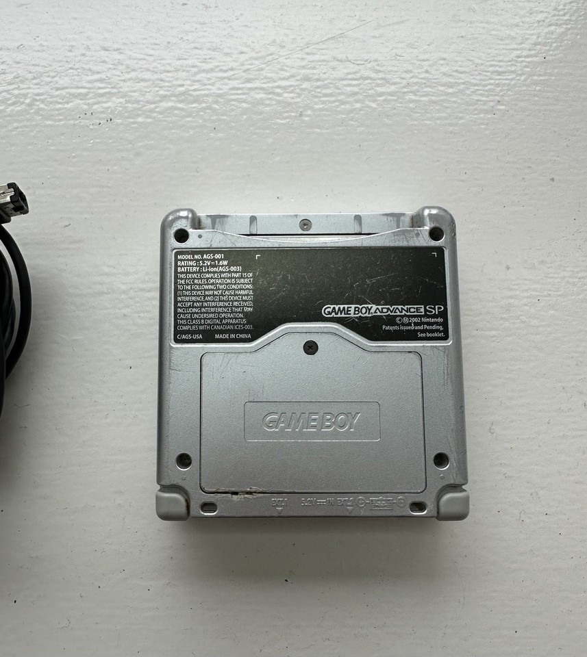 Nintendo Gameboy Advance GBA SP Platinum Silver Handheld System AGS-001 ...