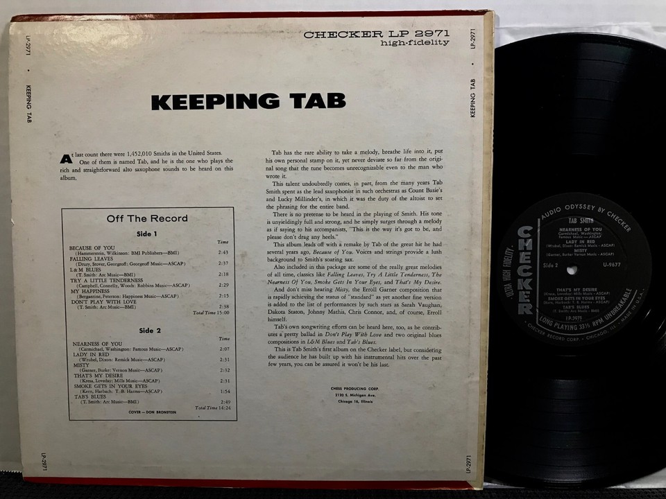 TAB SMITH Keeping Tab LP CHECKER 2971 MONO DG 1959 Jazz Blues | eBay