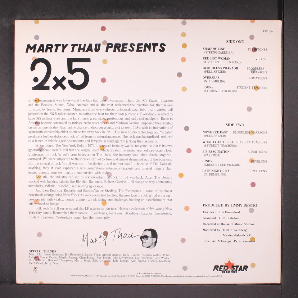 VARIOUS: marty thau presents 2x5 RED STAR 12" LP 33 RPM | eBay