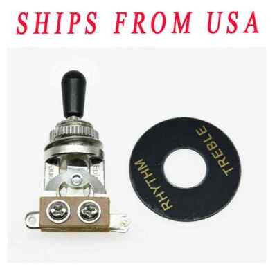 Chrome 3 Way Guitar Toggle Switch Black Tip and Plate for Les Paul SG ...