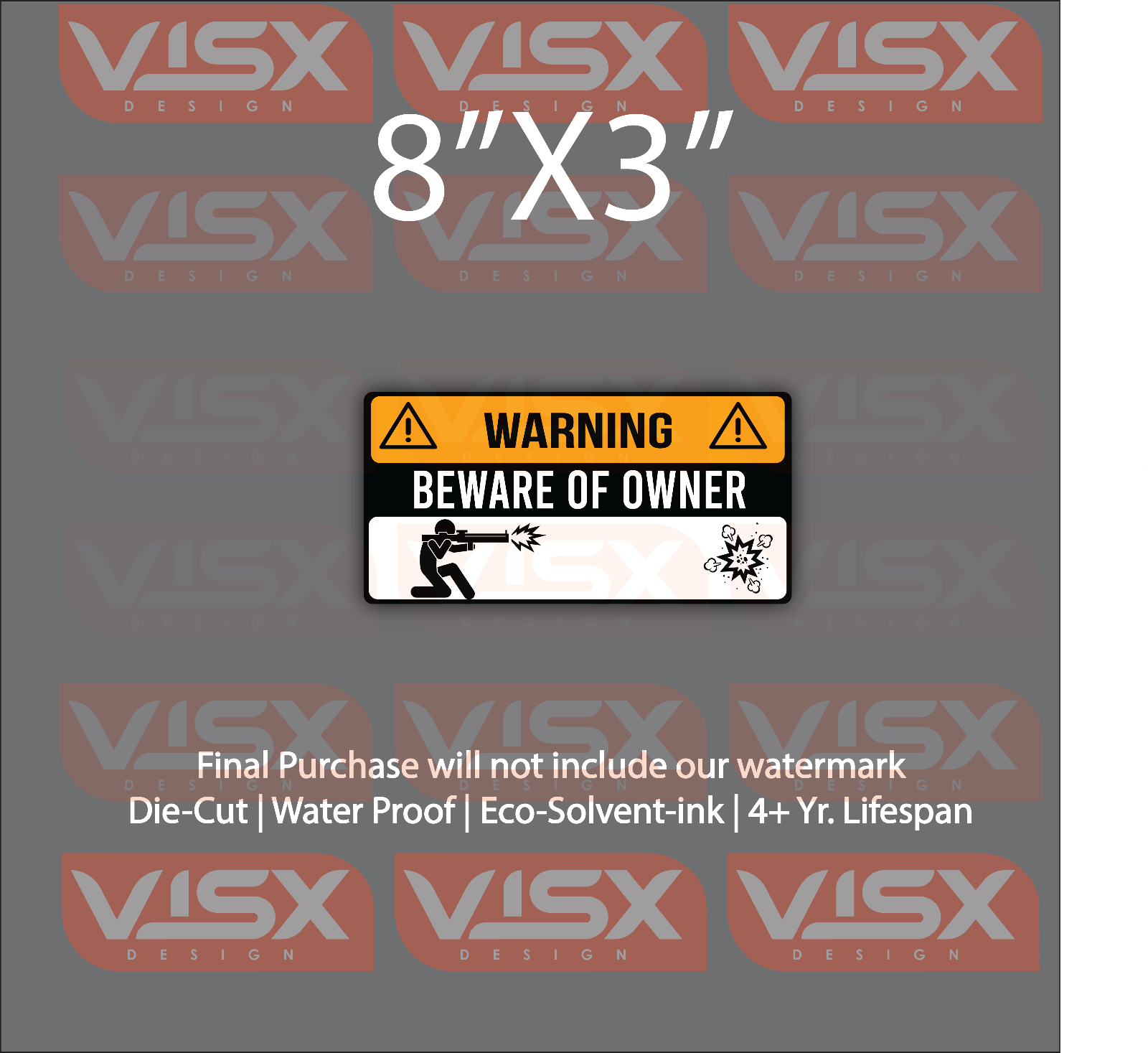 Warning beware of gun owner Bumper Sticker Funny tailgater stick figure ...