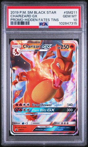 2019 Pokemon Black Star Promo Hidden Fates Charizard gx # SM211 PSA 10 ...