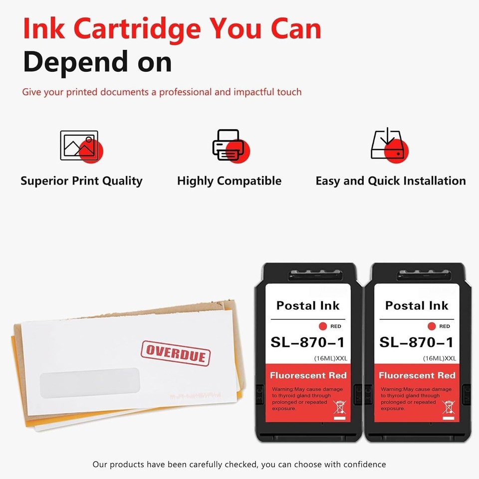 Pitney Bowes SL-870-1 Replacement Red Fluorescent Ink for SendPro ...