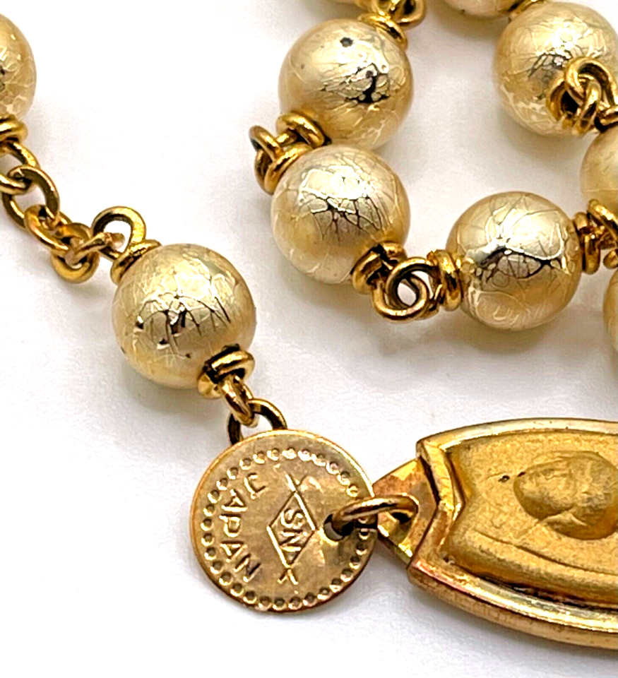 SN Japan Rosary Gold Tone Beads Gold & Gold Tone Crucifix Medal | eBay
