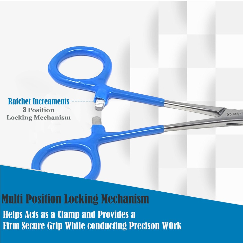 6"Straight PVC Hemostat Forcep Locking Clamp Stainless Steel Surgical ...