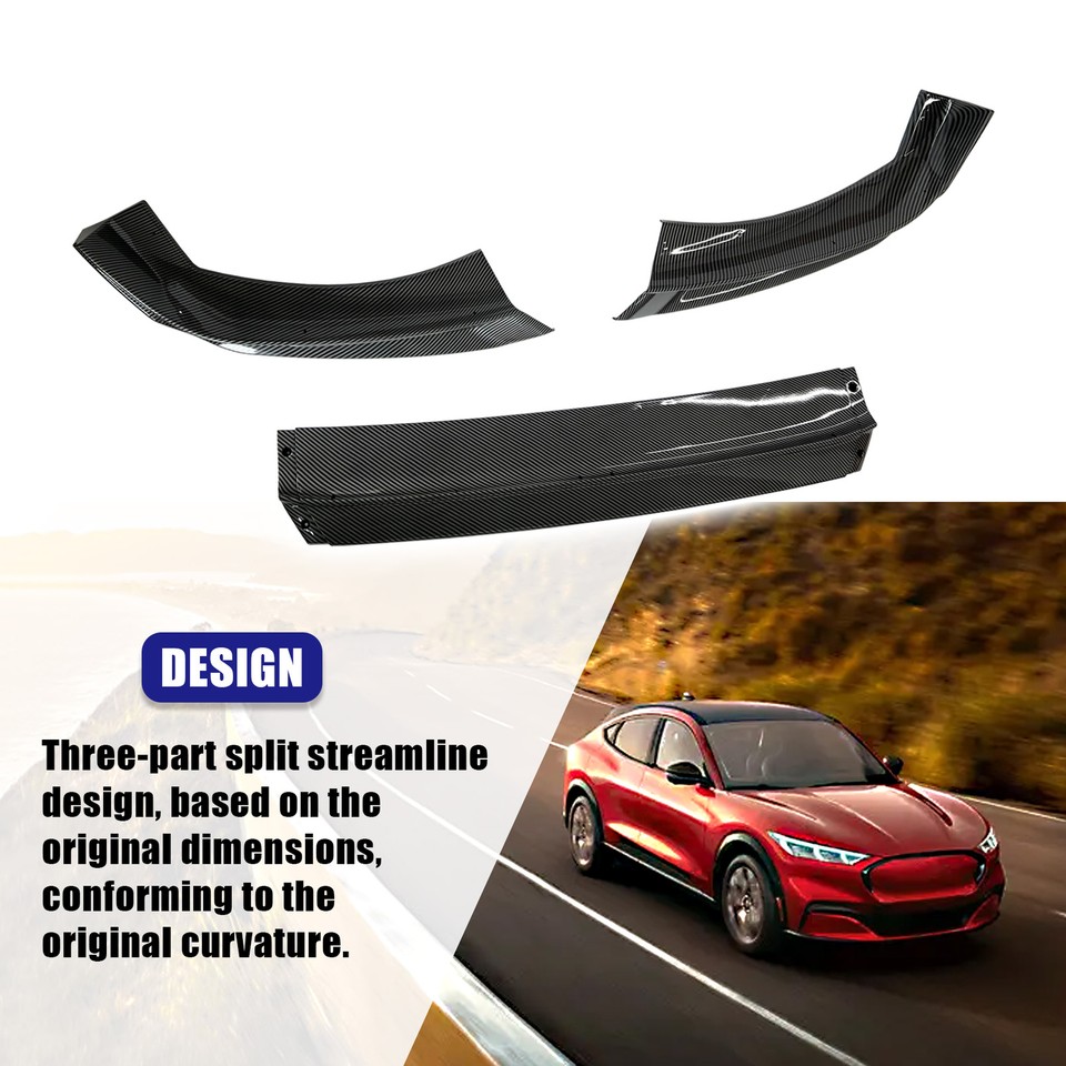 For Mustang Mach-E 2021 2022 Front Bumper Splitter 3-part Lip (Carbon ...