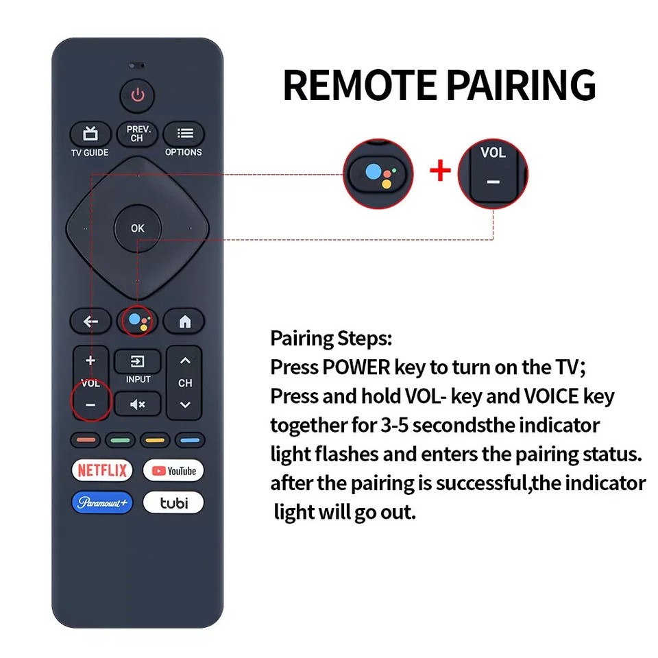 Original Philips S4X-RF439A Android TV Remote Netflix-Youtube ...