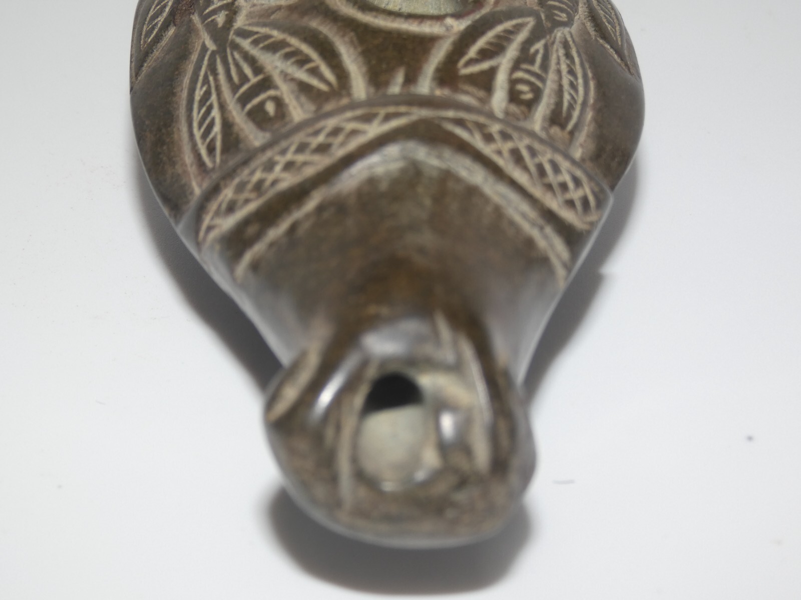 Vintage Carved Stone Oil Lamp with Human Face and Head 4 3/4" Syrian ...