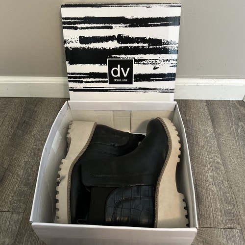 Dolce Vita Rielle Platform Ankle Combat Boot Sz 10 Black Vegan Leather ...