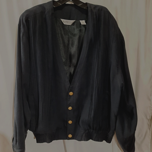 Vintage XL Genelli Silk Cardigan Style Pleated Front Men's Jacket ...