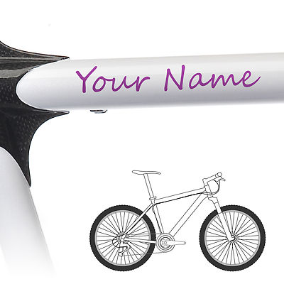 2 x Custom Bike Name Stickers For Cycle Frame - Handwriting Style | eBay