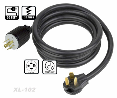 50FT 10-30P DRYER L14-20P GENERATOR 4-3-PIN EMERGENCY BACK-FEED PLUG ...