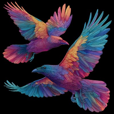 Rainbow Ravens Flying Vinyl Car Decal Sticker – Waterproof & UV ...