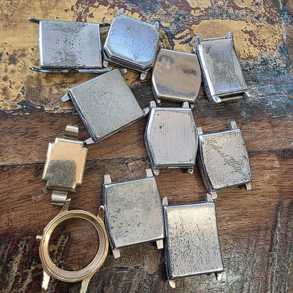 TA4: 93g SCRAP ALL ROLLED GOLD PLATE 30s WRIST WATCH CASE LOT REFINE no ...