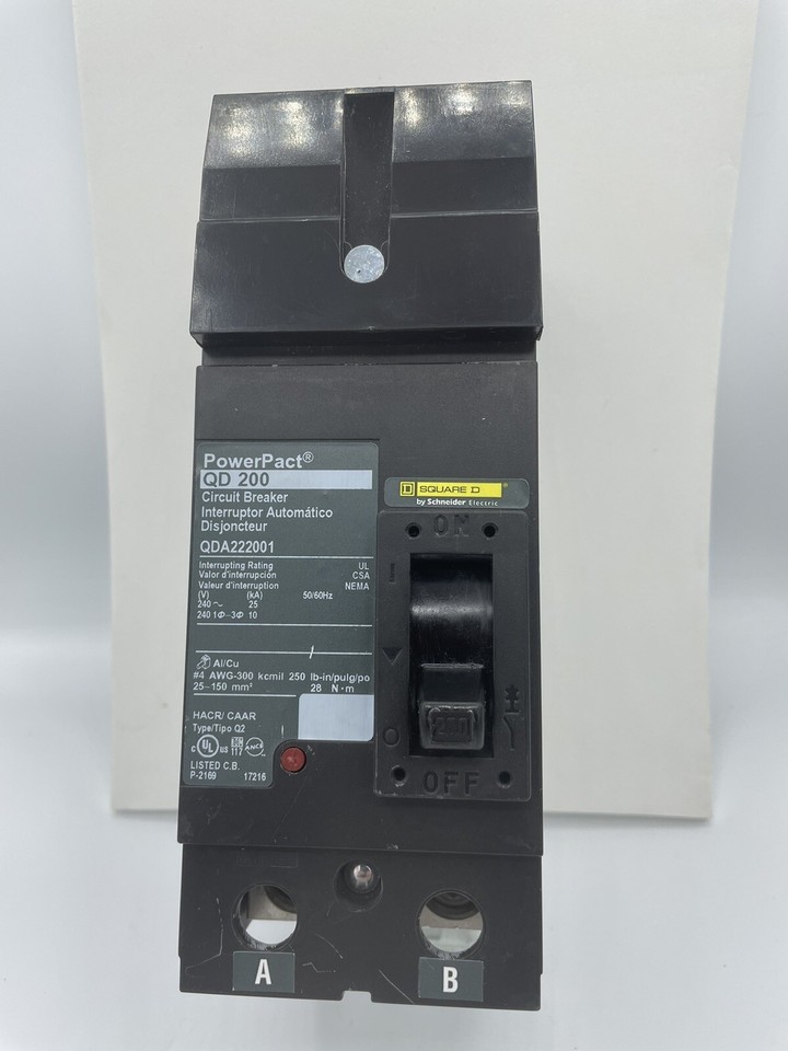 Square D QD 200 2 Pole Circuit Breaker QDA222001 | eBay