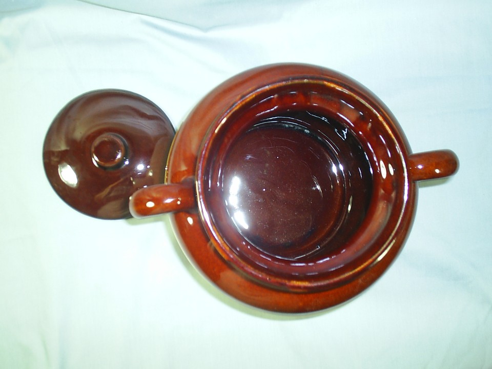 McCoy Lidded Bean Pot 342 Double Handle Brown Cream 1 1/2 Quart USA ...