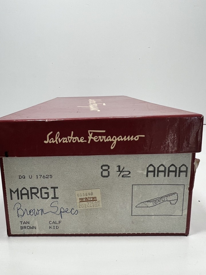 Salvatore Ferragamo Vtg Margi Brown Leather Pumps Women Size 8.5 AAA In ...
