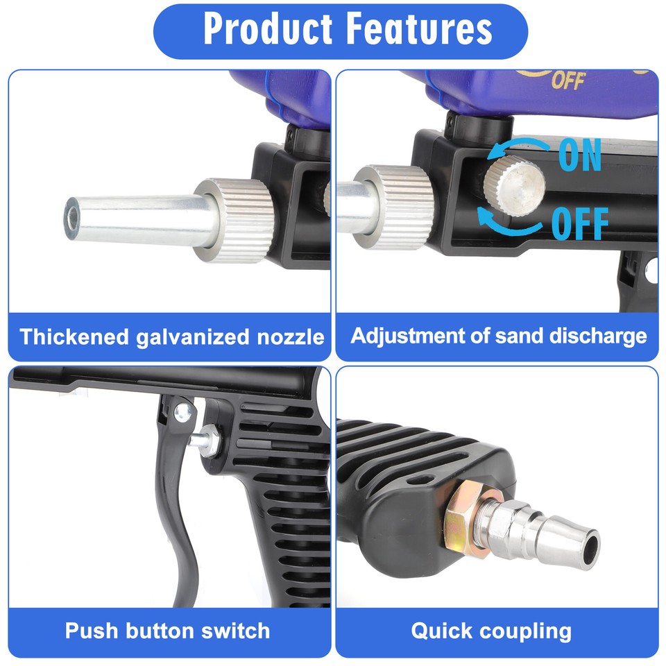 Hand Held Media Spot Sand Blaster Gun Air Gravity Feed Portable ...