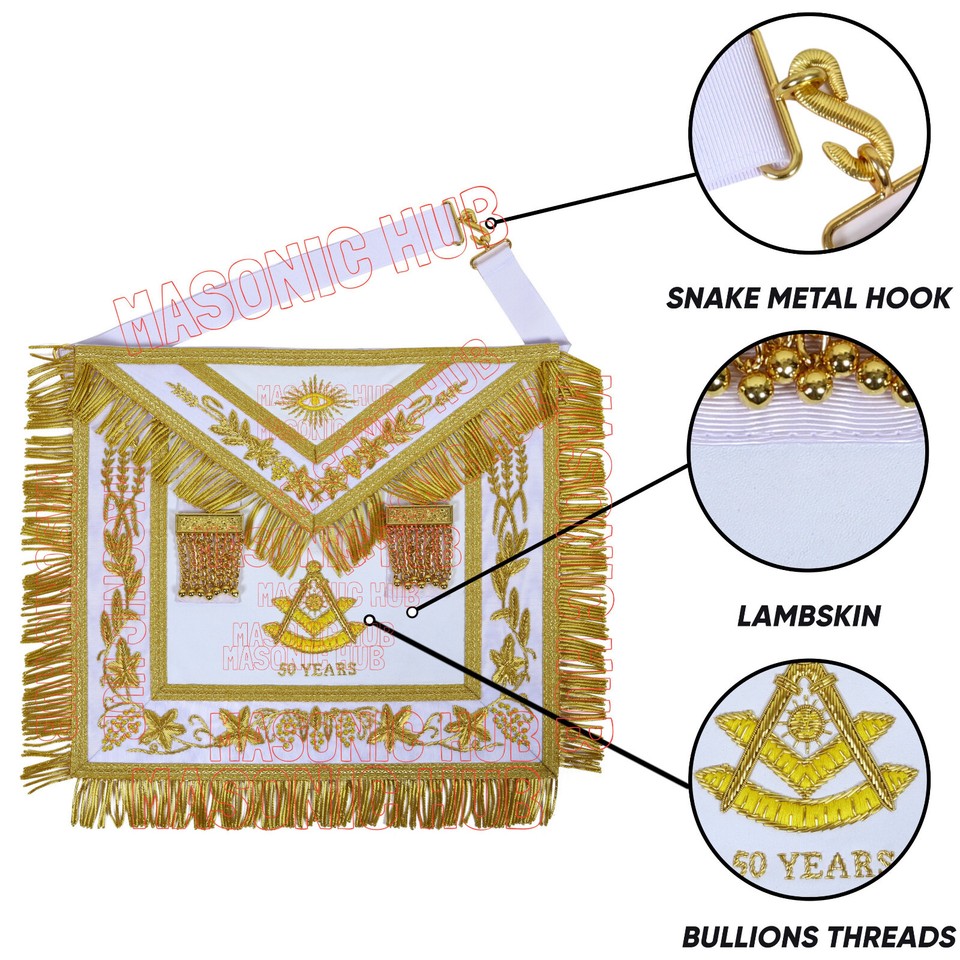 Masonic Past Master Apron Luxurious Lambskin Gold Bullion Apron ...