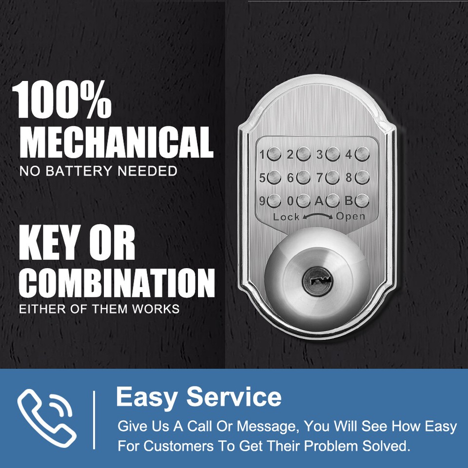 Keyless Mechanical Stainless Steel 304 Door Lock Digital Code Entry ...