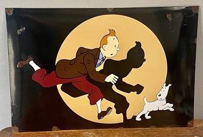 The Adventures Of Tintin Enamel Metal Old Advertising Shop Sign Herge ...