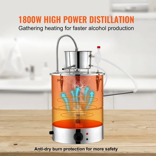 Alcohol Distiller 9Gal Electric Heating Alcohol Water Still Whiskey ...