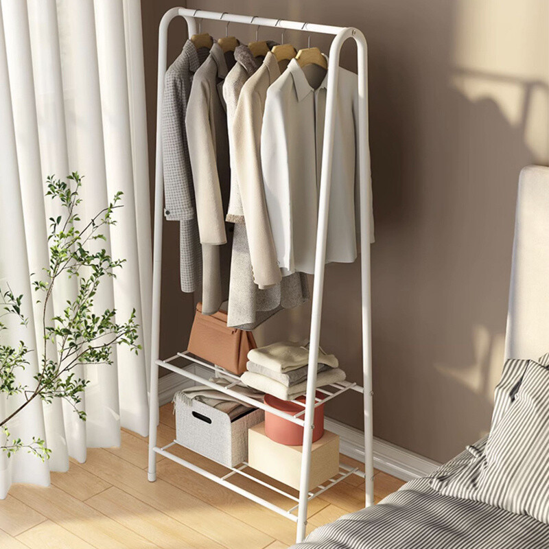 Narrow Clothes Rail Rack 2 Layer Metal Shelf Unit Garment Hanging ...