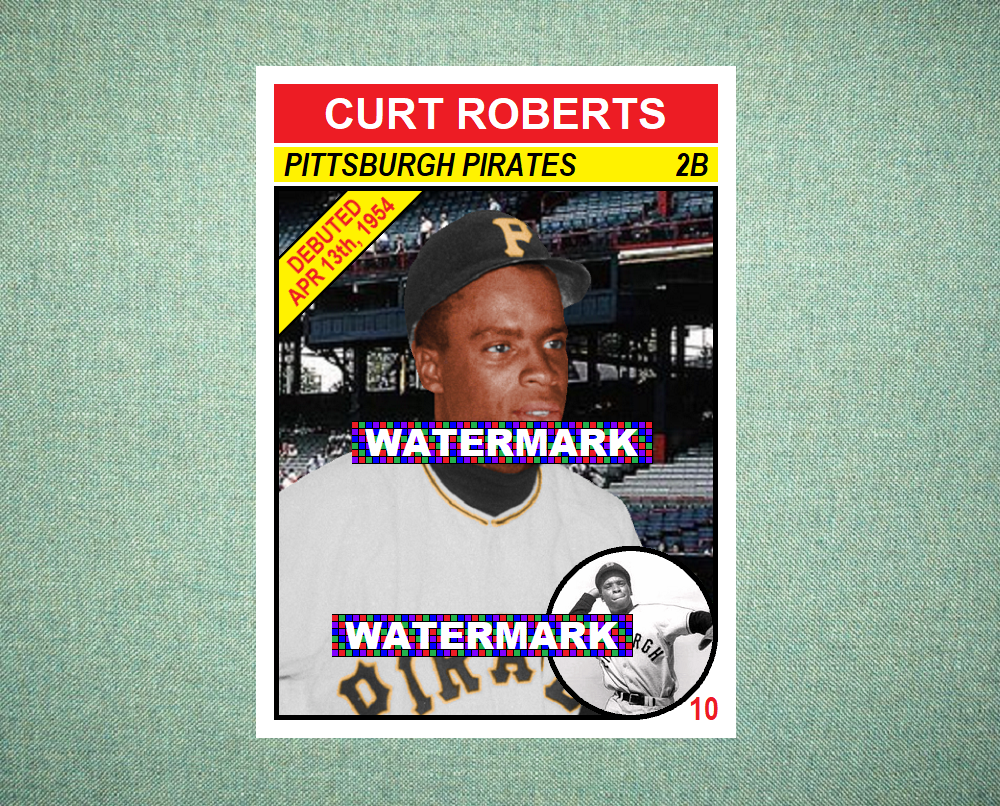 #10 Curt Roberts Pittsburgh Pirates Custom Baseball Art Card 1st Black ...