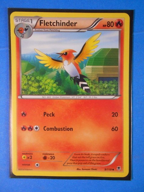 Fletchinder 9/119, 4x Fletchling 89/119 Pokemon TCG card XY Phantom ...