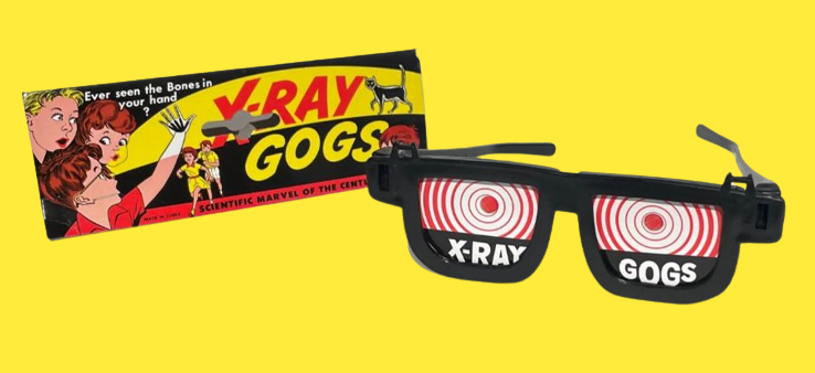 Retro X-RAY GOGGLES GLASSES Hypnotic See Thru Skin Bones Clothing Joke ...