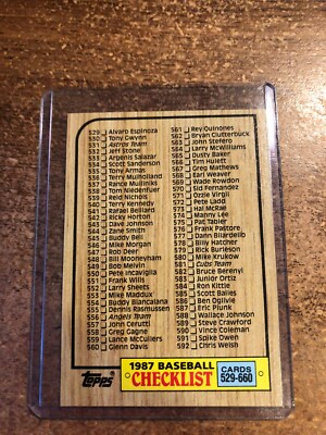 1987 Topps Baseball # 654 # 5 Checklist Cards 529-660 Unused | eBay