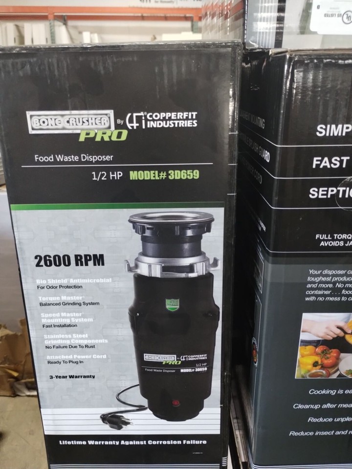 Bone crusher garbage disposal 1/2 hp with chord | eBay