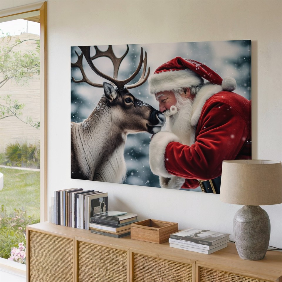 Heartwarming Winter Scene Depicting A Jolly Santa Claus In A Vibrant ...