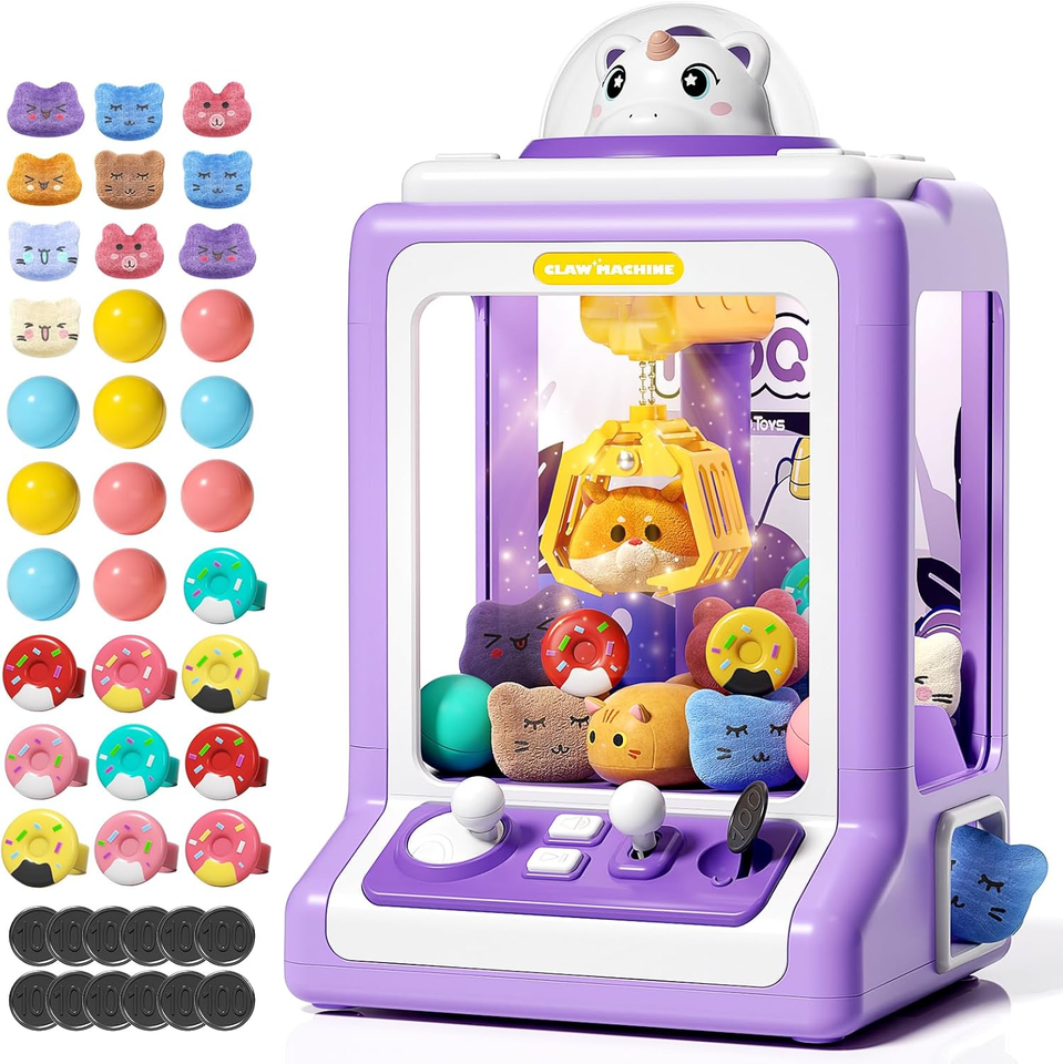 Claw Machine for Kids, Mini Vending Machine with Game Coins & Music ...