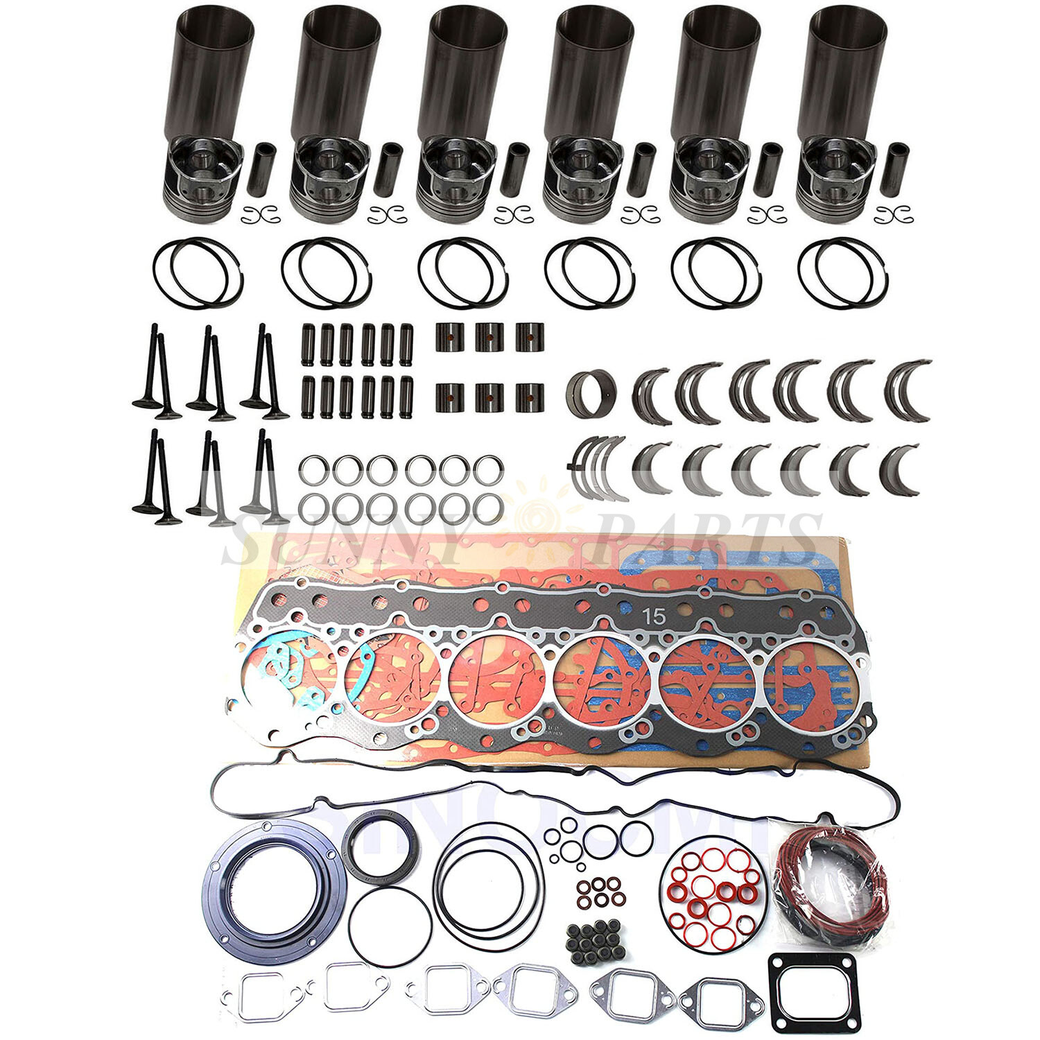 6D15 6D15T Engine Overhaul Rebuild Kit STD fits CAT, Kobelco, Kato ...