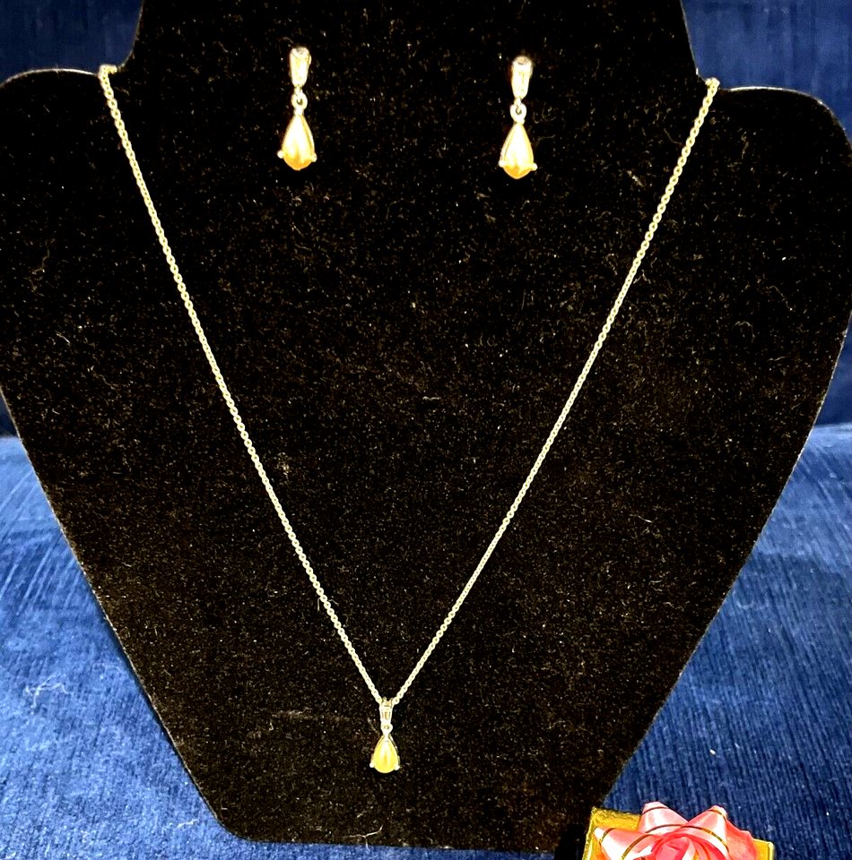 Necklace Earring Set Pear Shaped Pearl Drop Rhinestone Tear Drops ...