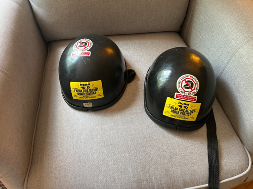 2 Vintage Motorcycle Helmet helmets Black Half Shell | eBay