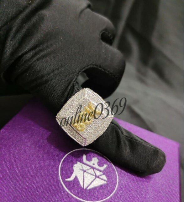 Men's 3.5ct VVS Moissanite Customized Name Number Bust Down Ring 925 ...