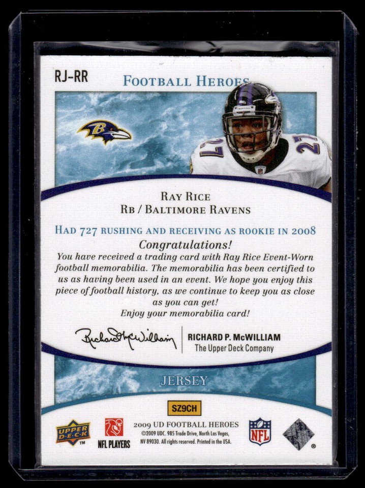 2009 Upper Deck Heroes #RJ-RR Ray Rice Jerseys Retail Blue Near Mint or ...