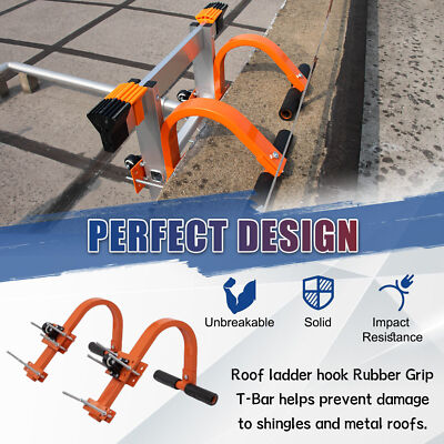 Ladder Hooks 2 Pack Heavy Duty Ladder Roof Hook W/Wheel Rubber Grip T ...