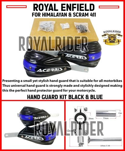 ROYAL ENFIELD -HAND GUARD KIT- Black & Blue For HIMALAYAN & SCRAM 411 ...