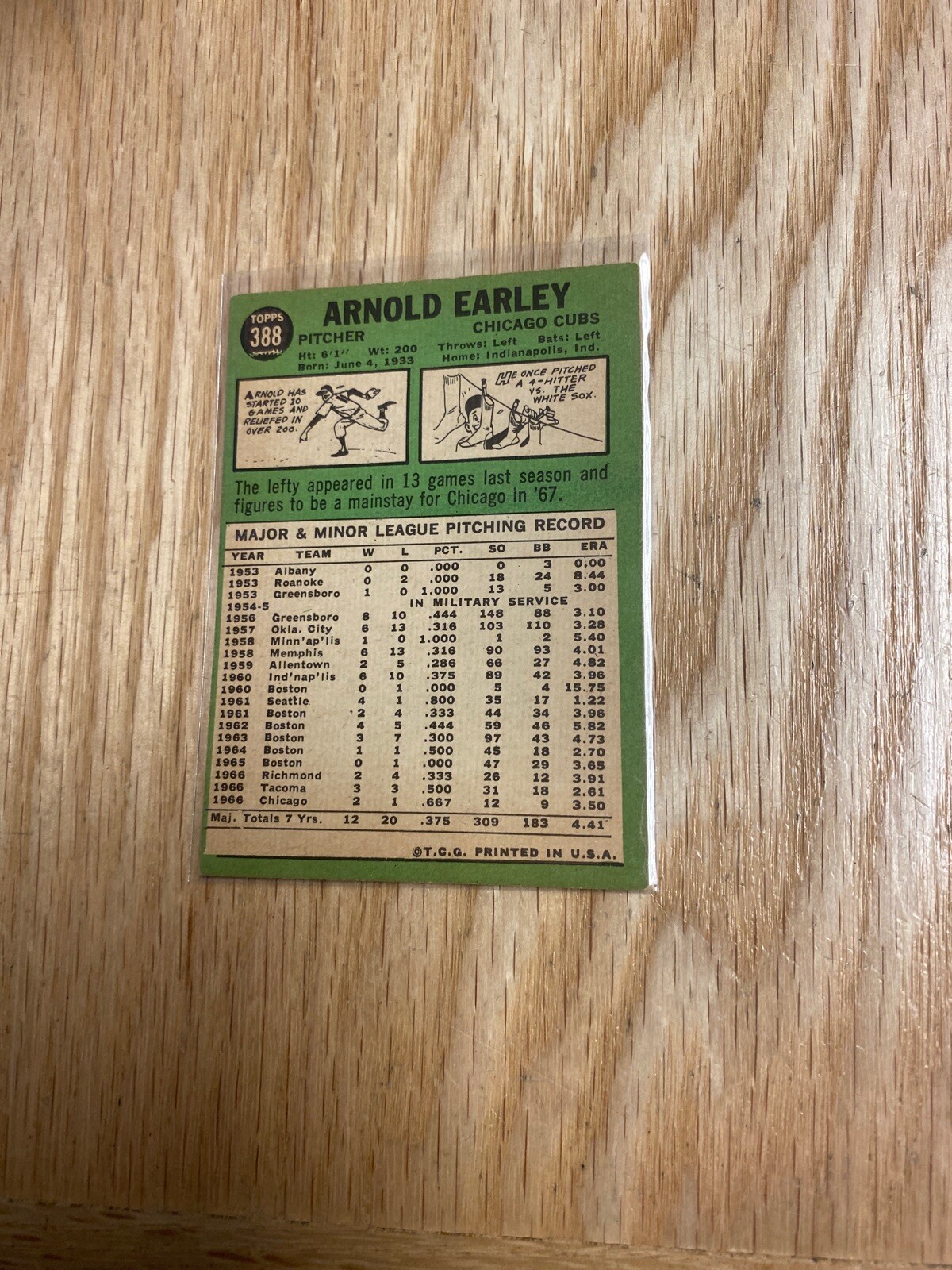 1967 Topps Arnold Earley Chicago Cubs Card #388 | eBay