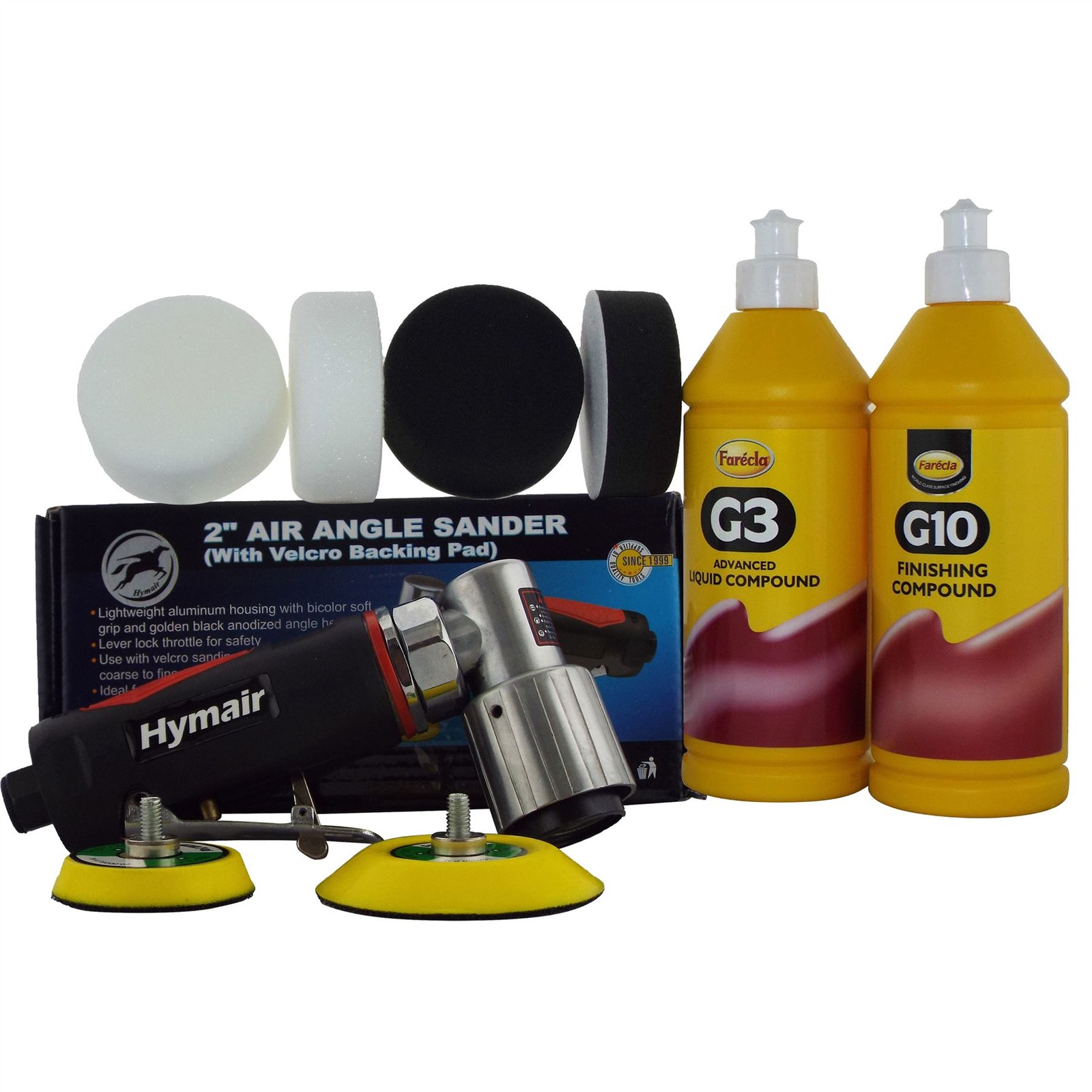 75mm (3") Mini Air Polisher Kit + Farecla G3 & G10 Compound/Polishing ...