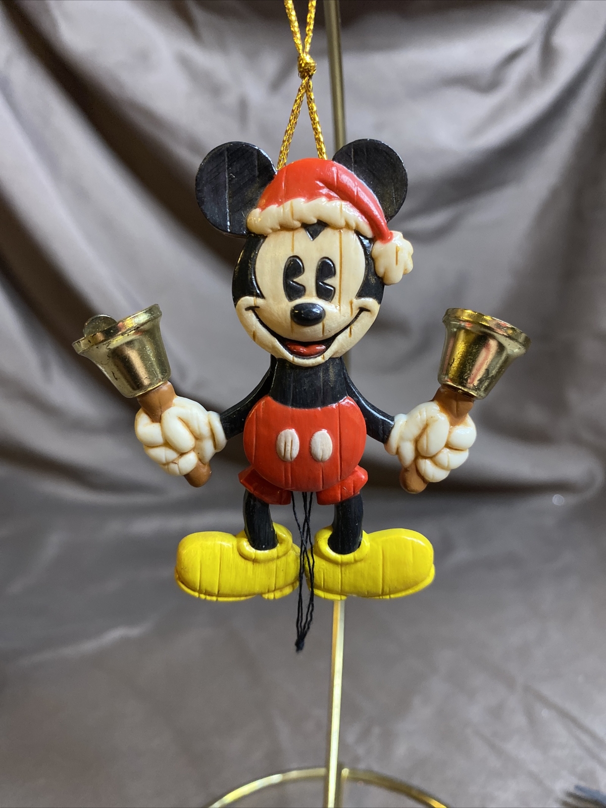 Mickey Mouse Hallmark Ornament Pull Movement Disney Christmas 2001 Bell ...