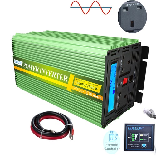EDECOA Power Inverter Pure Sine Wave 12V to 240V 1000W/1500W/2000W ...
