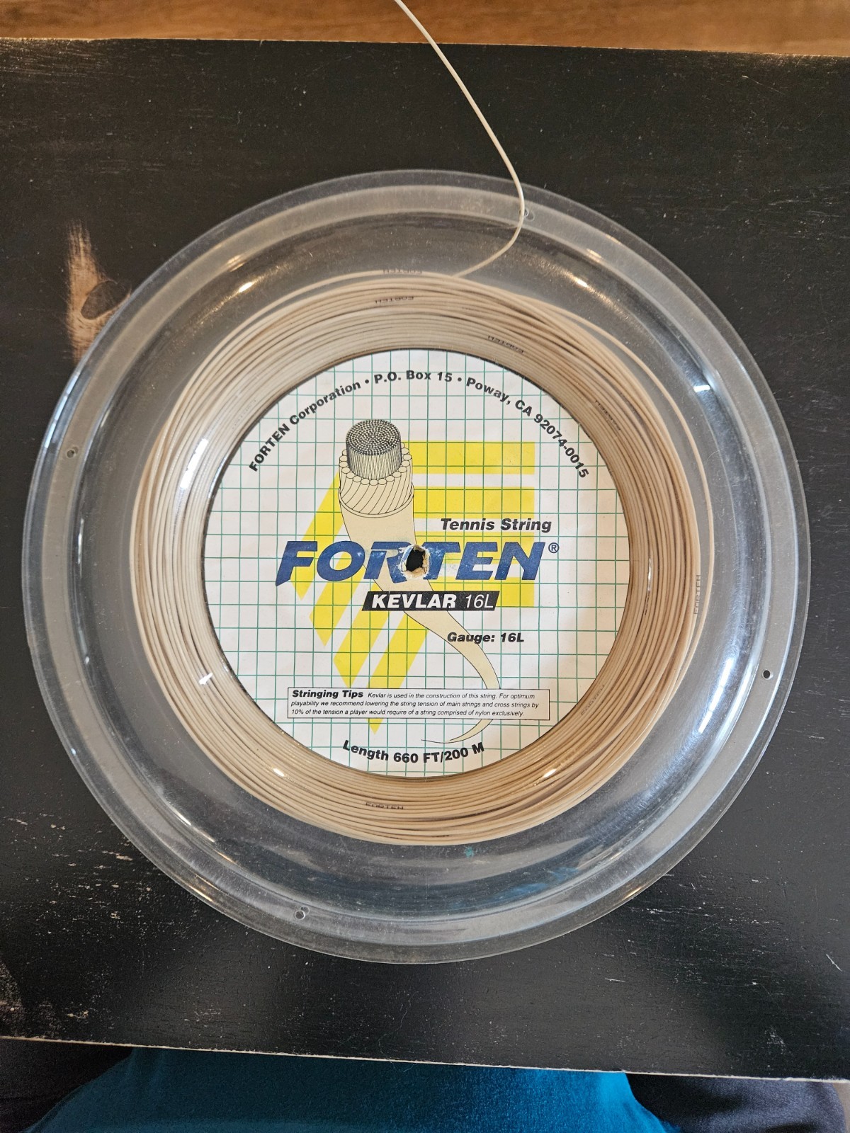 FORTEN, MADE WITH KEVLAR 16L GAUGE TENNIS STRING REEL, USED A FEW TIMES ...