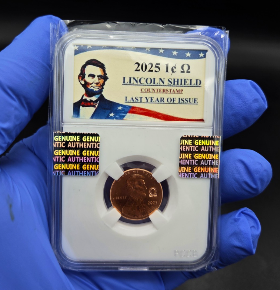 2025 Lincoln Shield D Penny Cent OMEGA Ω Counterstamp with Slab Holder ...